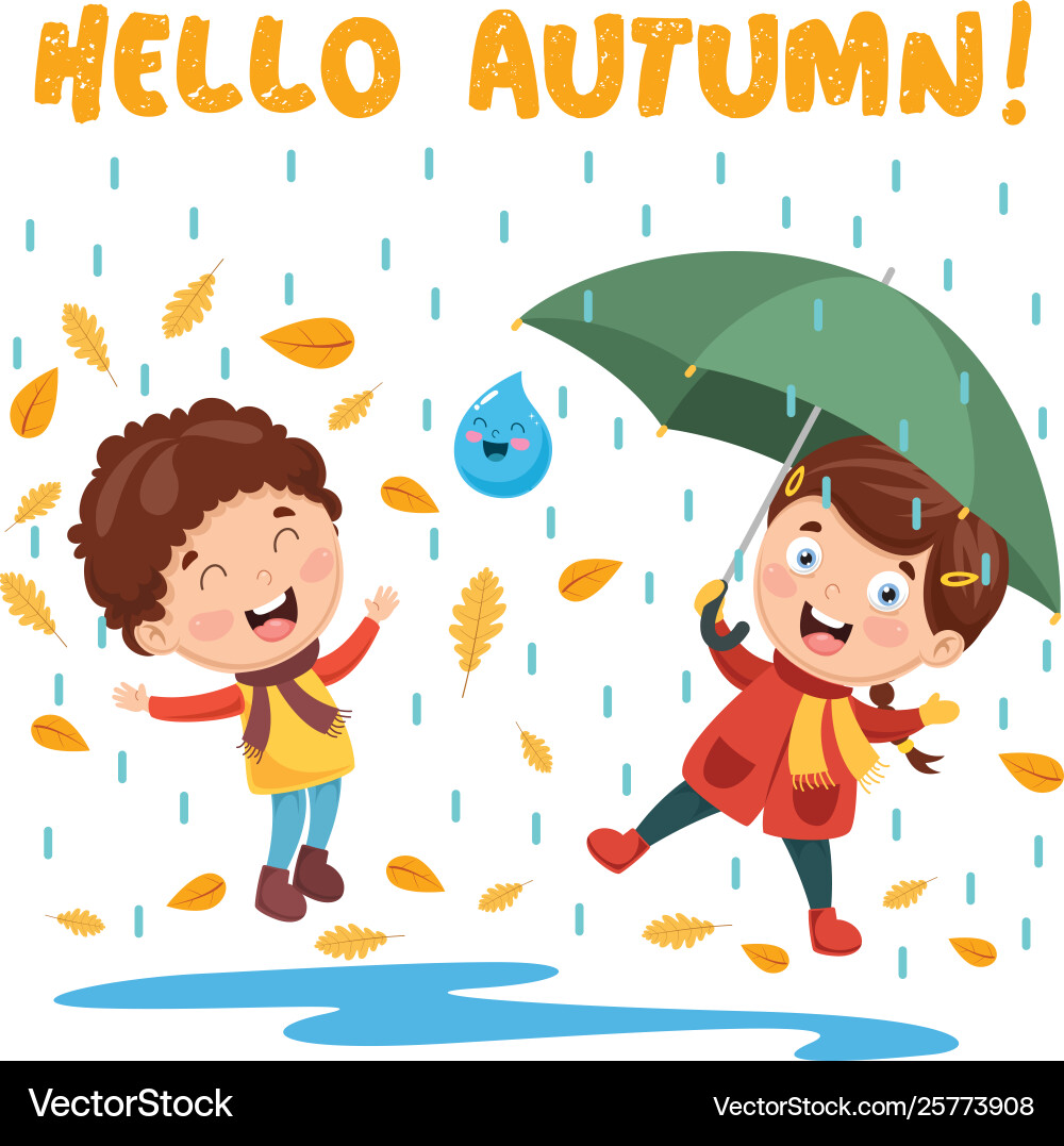 Autumn children Royalty Free Vector Image - VectorStock