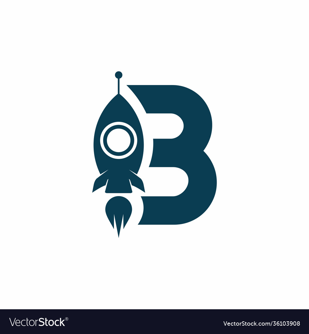 B initial letter with rocket shape logo Royalty Free Vector