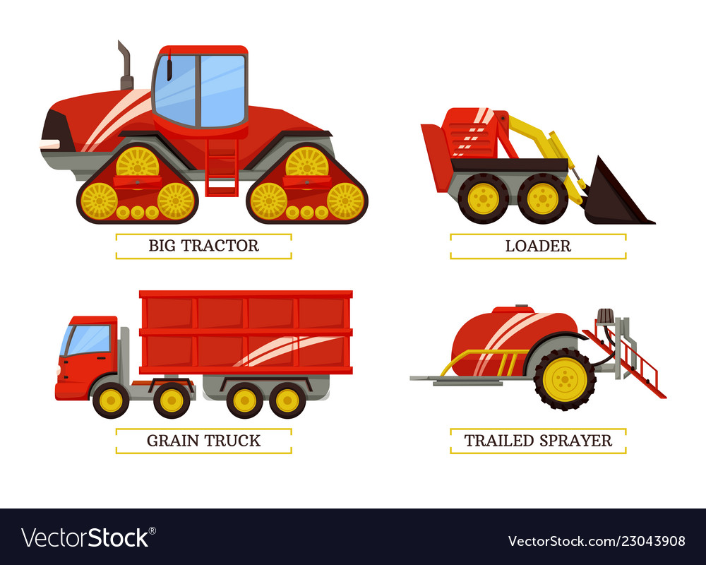 Big tractor and loader set Royalty Free Vector Image