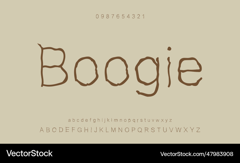 Boogie elegant alphabet letters font and number Vector Image