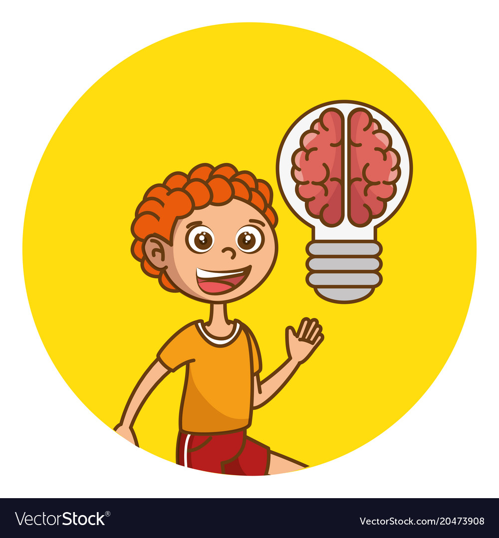 Boy with creative idea bulb Royalty Free Vector Image