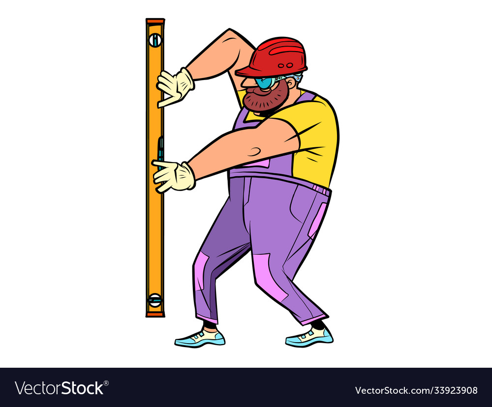 Builder with meter level Royalty Free Vector Image