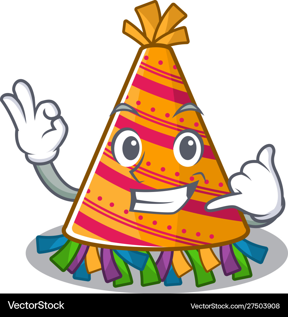 Call me party hat in a above mascot Royalty Free Vector
