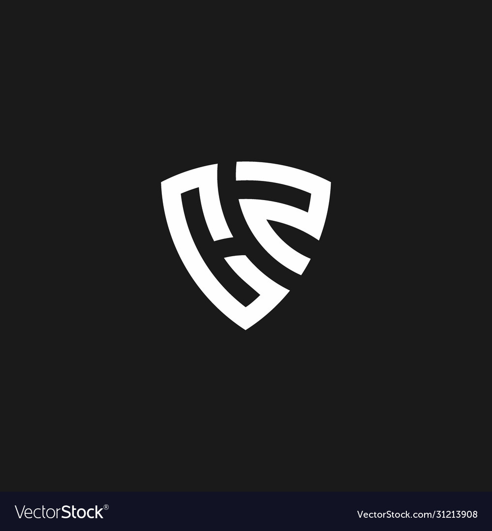 Cz monogram logo with shield shape Royalty Free Vector Image