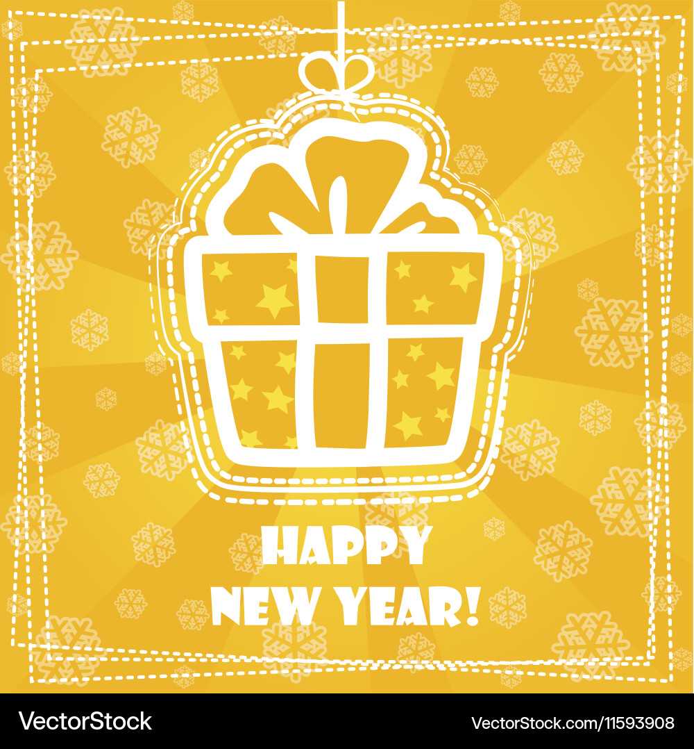 Greeting card happy new year gift Royalty Free Vector Image