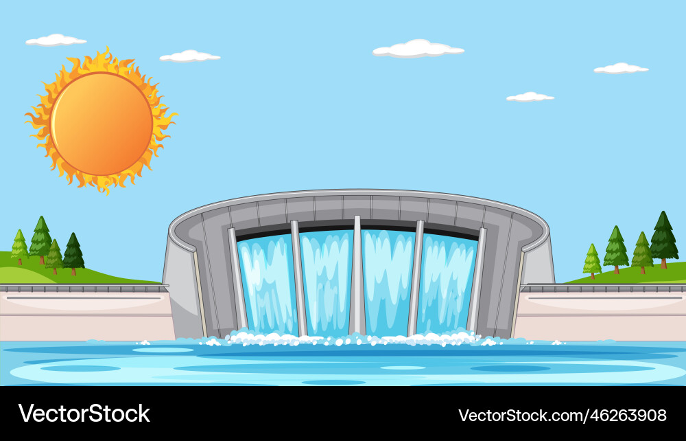 Hydroelectric dam and turbine concept Royalty Free Vector
