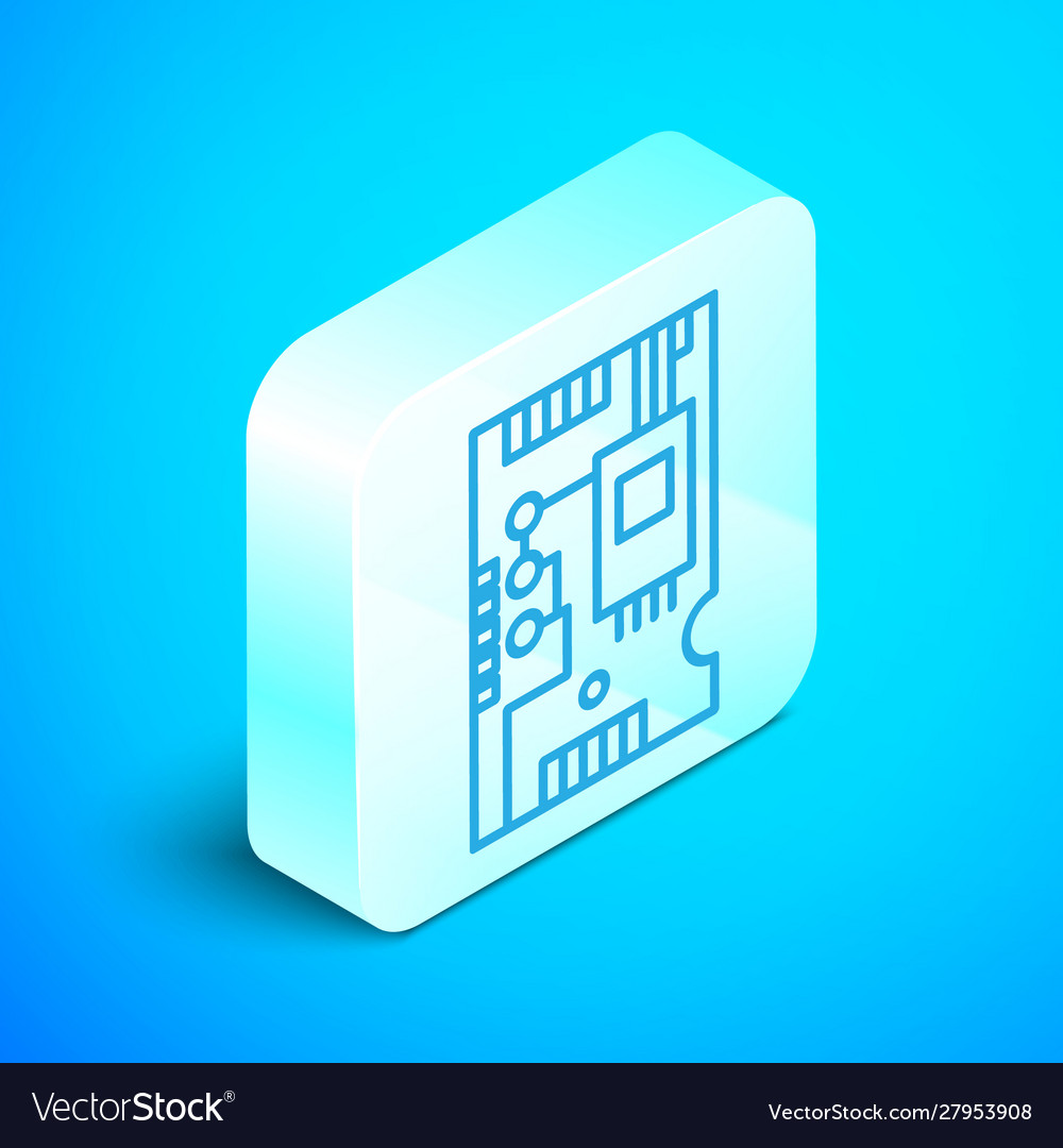 Isometric line electronic computer components Vector Image