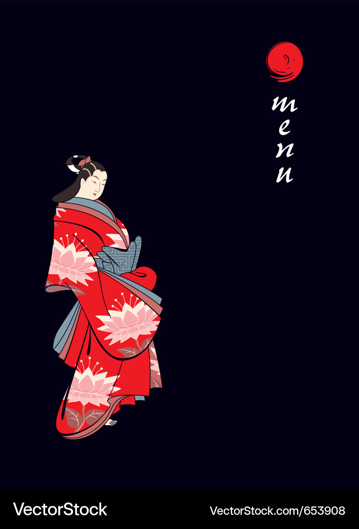Menu cover with japanese geisha Royalty Free Vector Image
