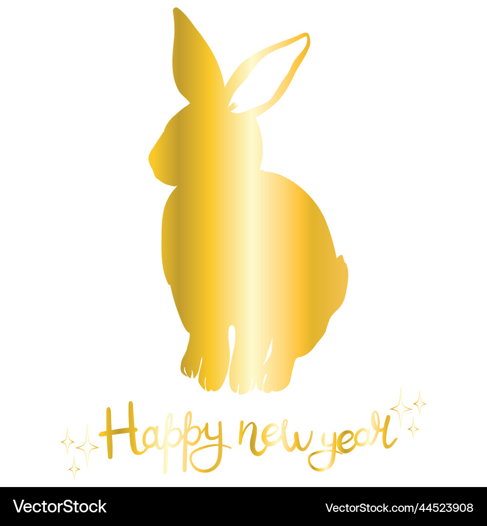 Realistic golden rabbit gold metallic bunny Vector Image