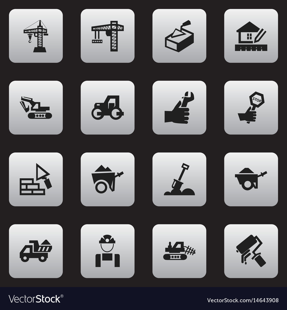 Set of 16 editable structure icons includes Vector Image