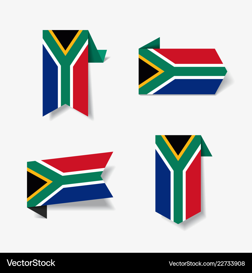 South african flag stickers and labels Royalty Free Vector
