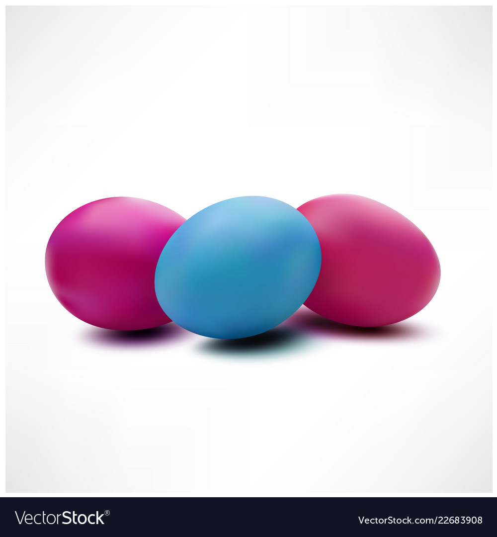 Three colorful easter eggs isolated on white Vector Image