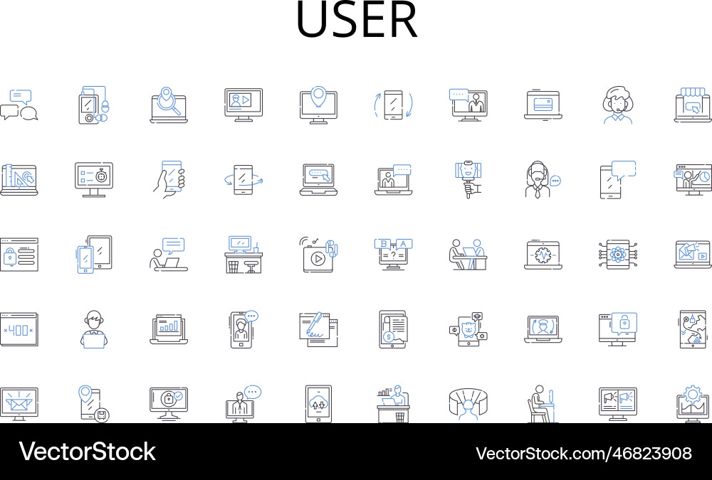 User line icons collection visionary leader Vector Image