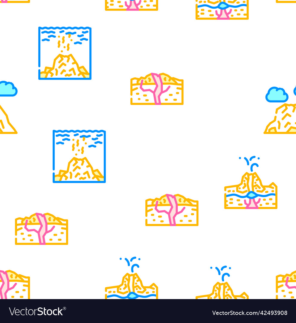 Volcano lava eruption seamless pattern Royalty Free Vector