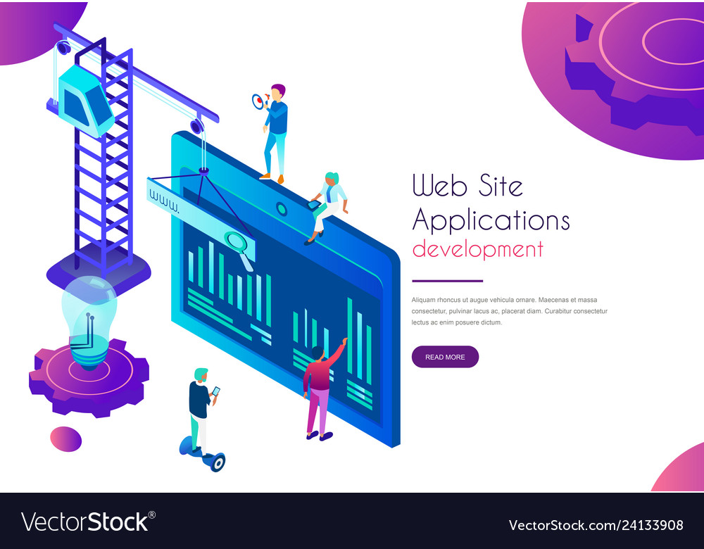 Web site application development landing page Vector Image