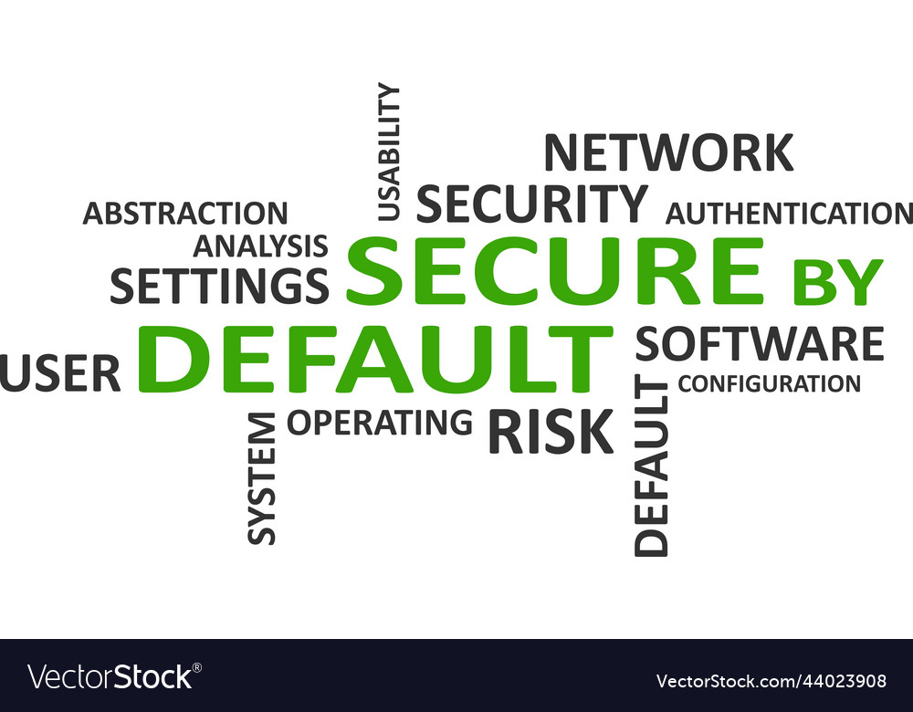 Word cloud - secure by default Royalty Free Vector Image