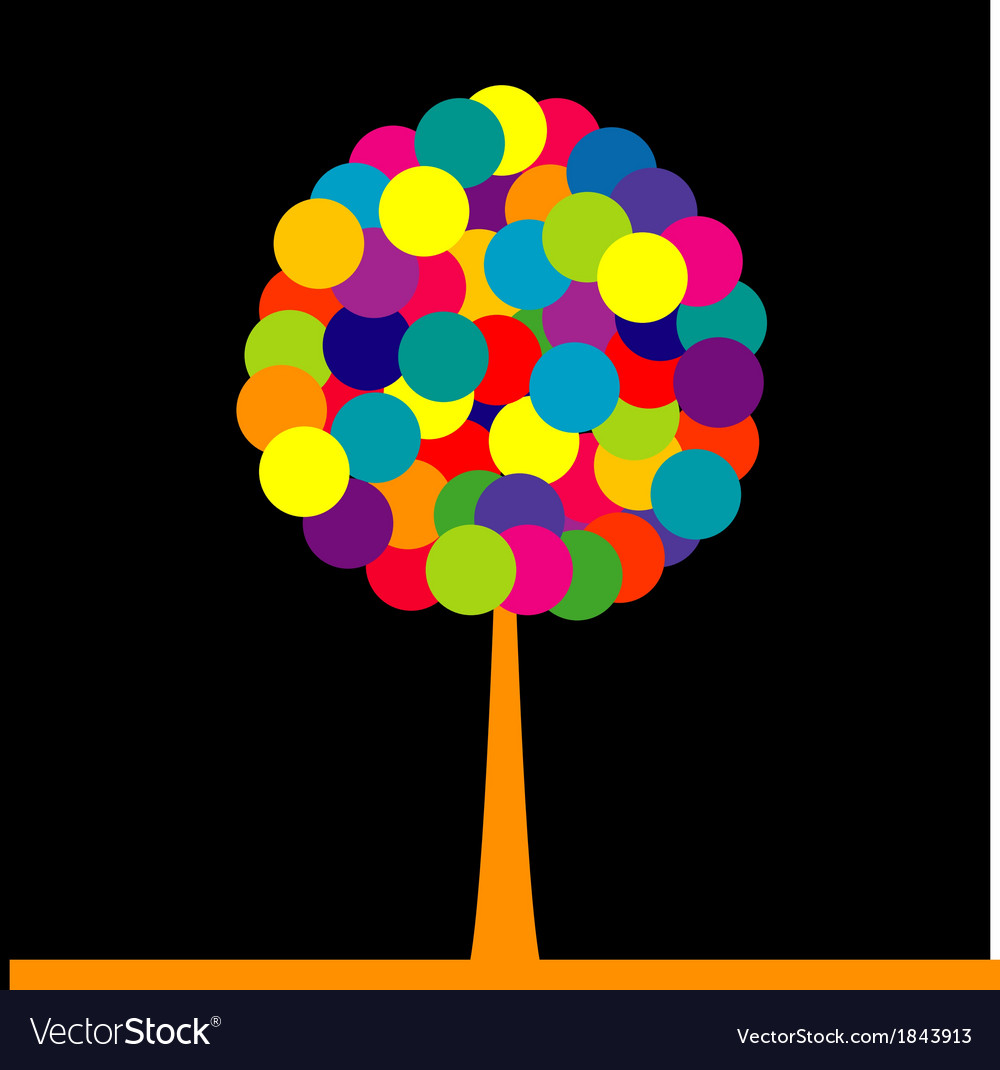 Abstract colored tree over black background Vector Image