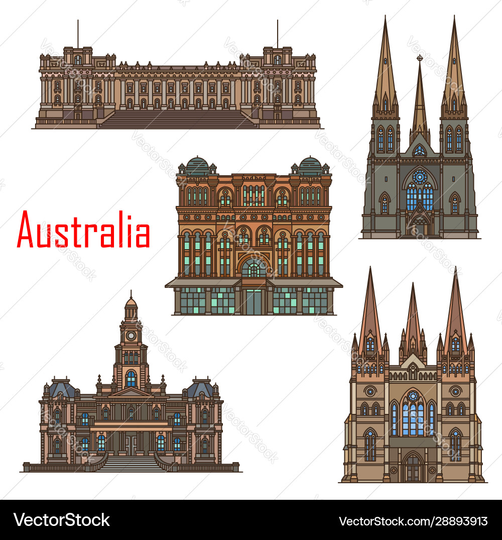 Australia cathedral buildings sydney architecture Vector Image