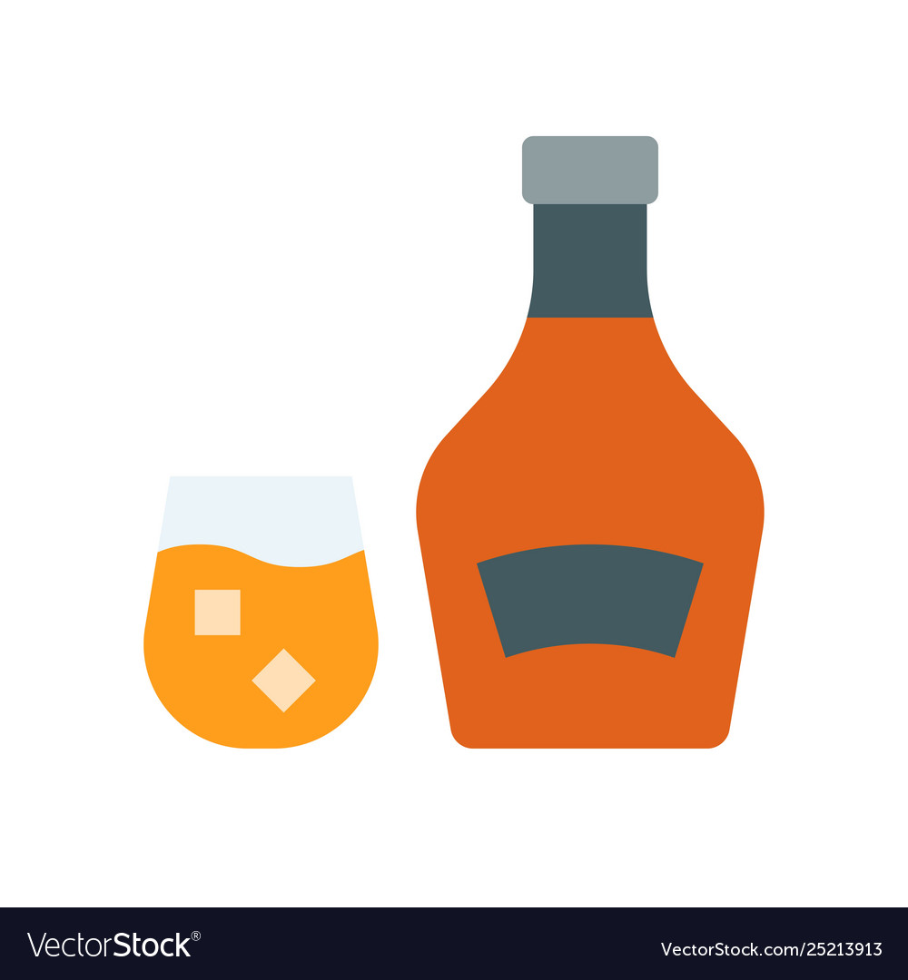 Brandy beverage flat style icon Royalty Free Vector Image