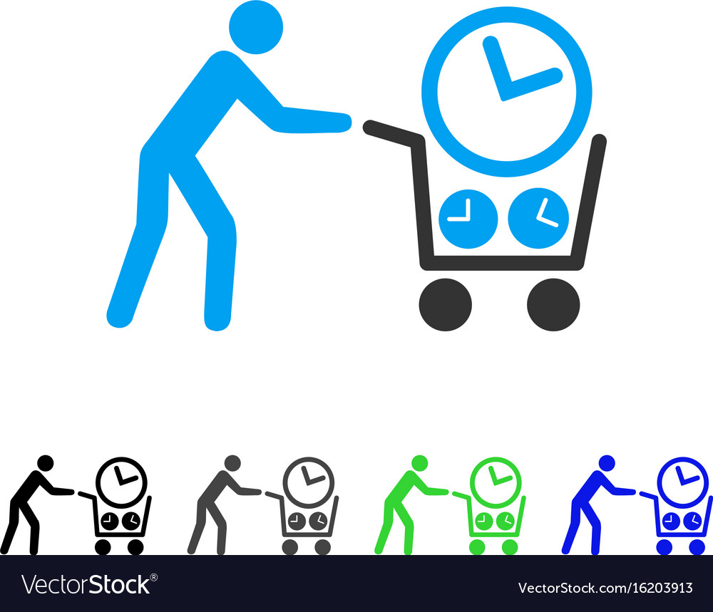 Clock shopping flat icon Royalty Free Vector Image