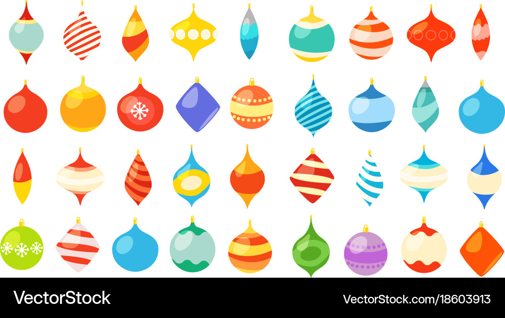 Different christmas bauble clipart isolated Vector Image