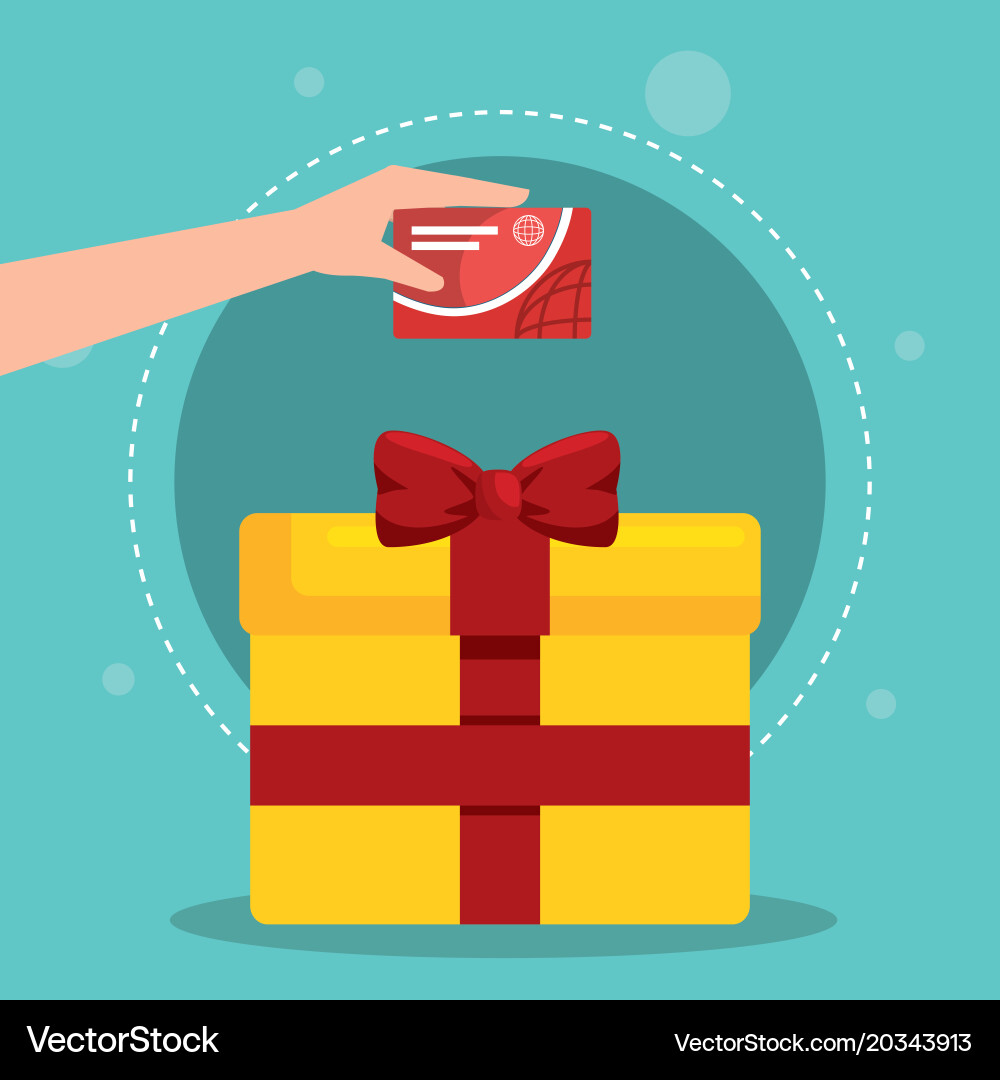 Gift box with marketing set icons Royalty Free Vector Image