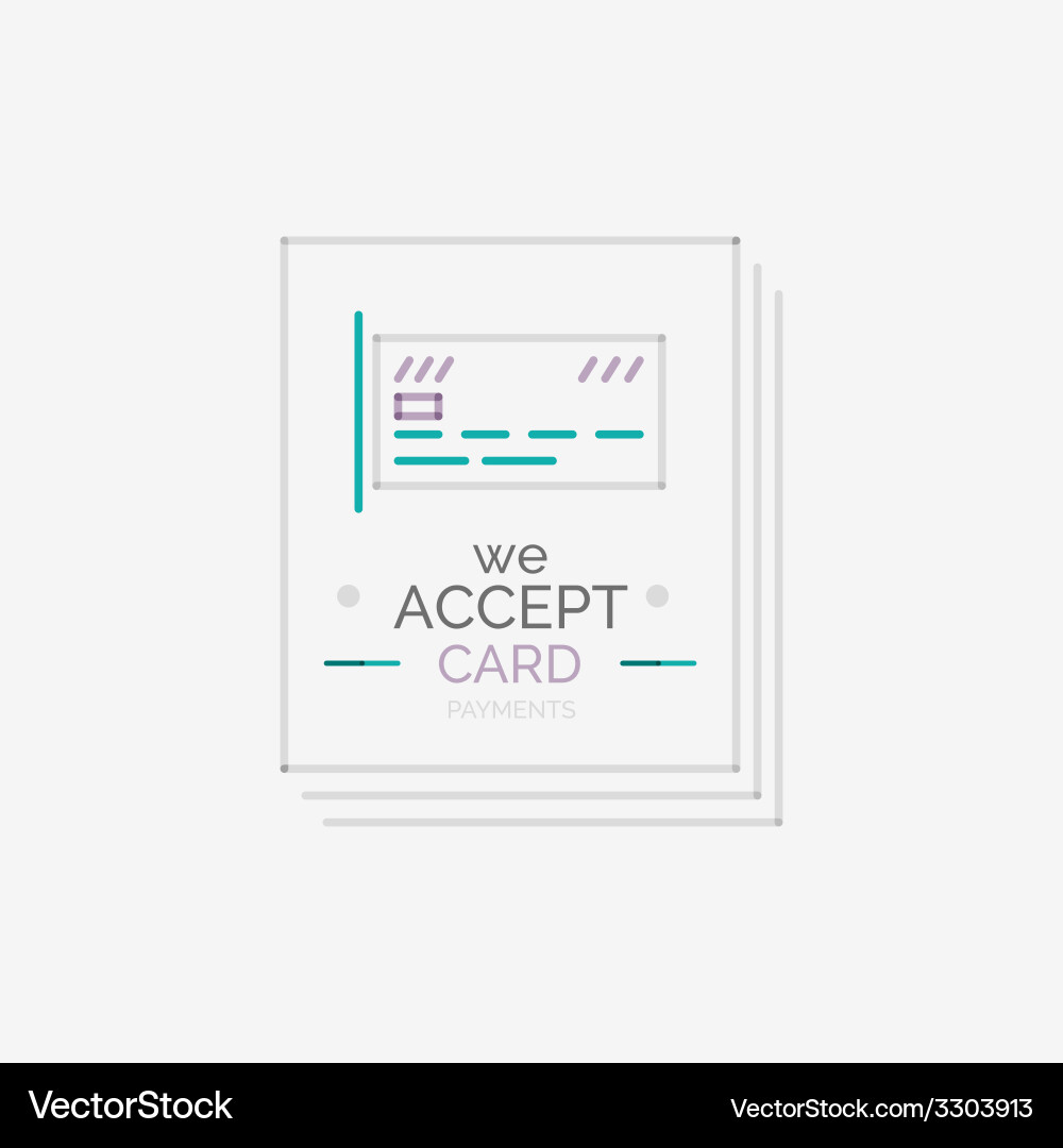 Line design shopping stamps accept card label Vector Image