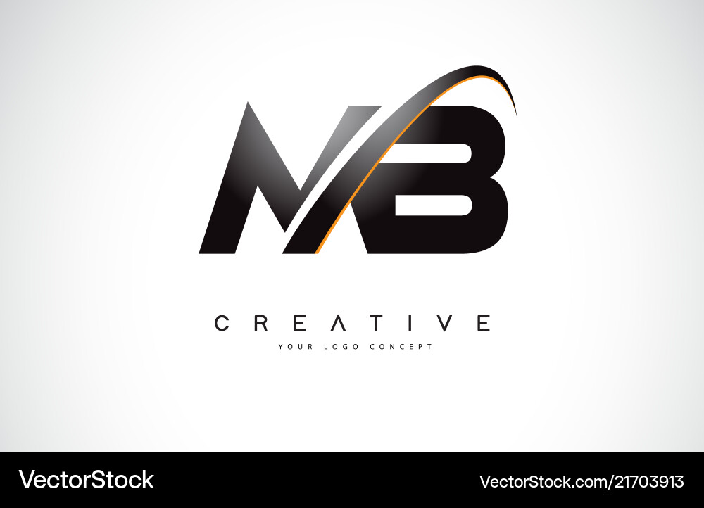 Mb m b swoosh letter logo design with modern Vector Image