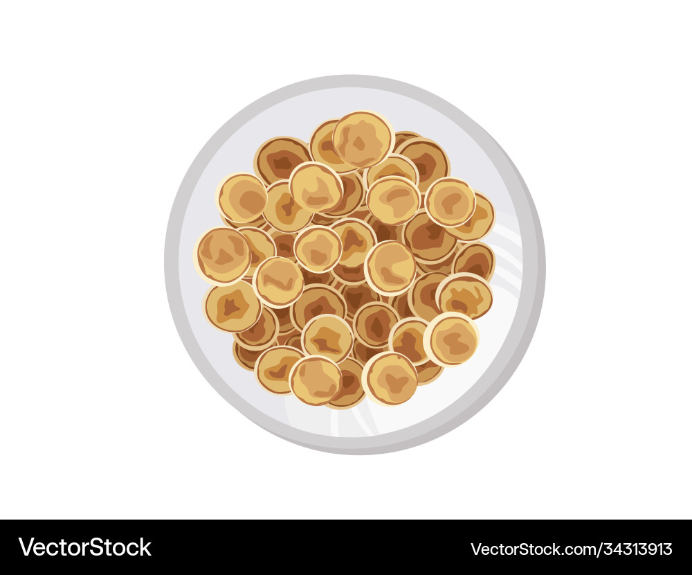 Mini pancake cereal with butter honey breakfast Vector Image