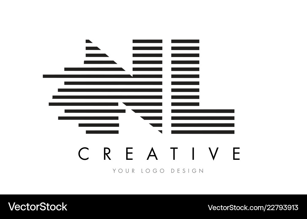 Nl n l zebra letter logo design with black Vector Image