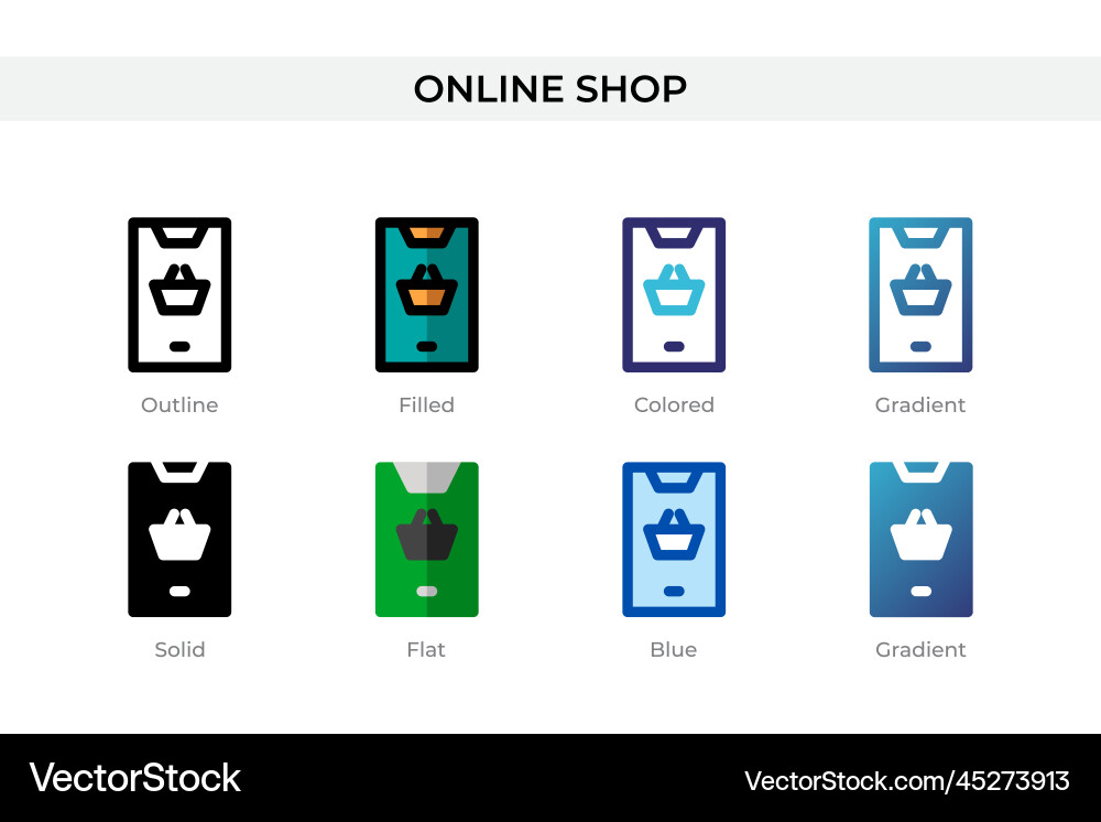 Online shop icon in different style shop Vector Image