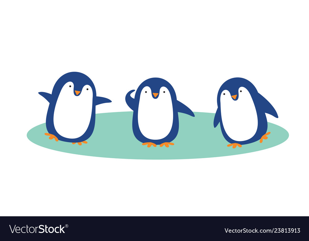 Three dancing penguins Royalty Free Vector Image