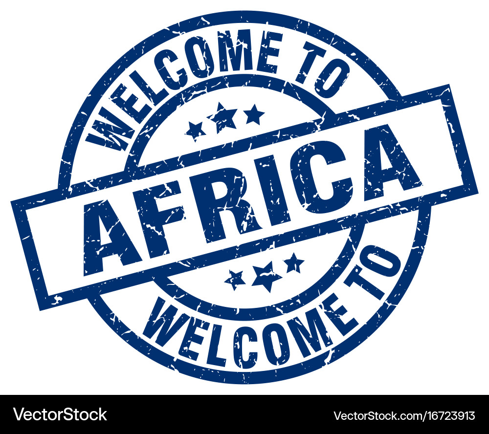 Welcome to africa blue stamp Royalty Free Vector Image