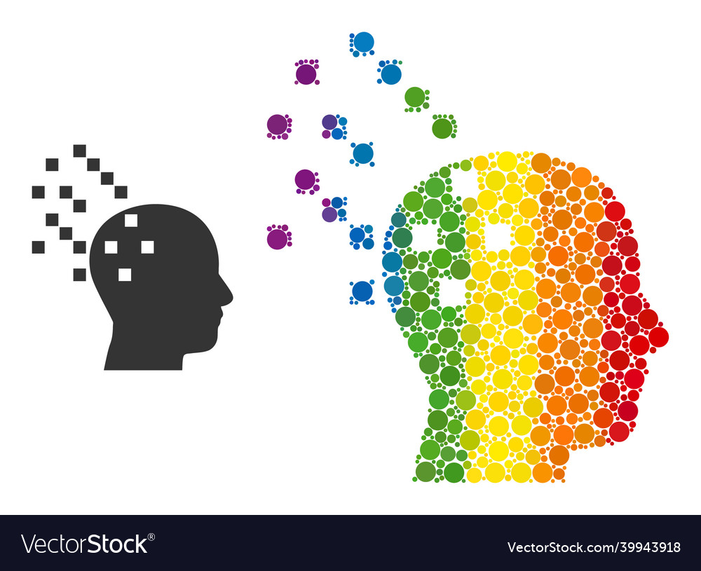 Dot digital brain compilation composition icon Vector Image