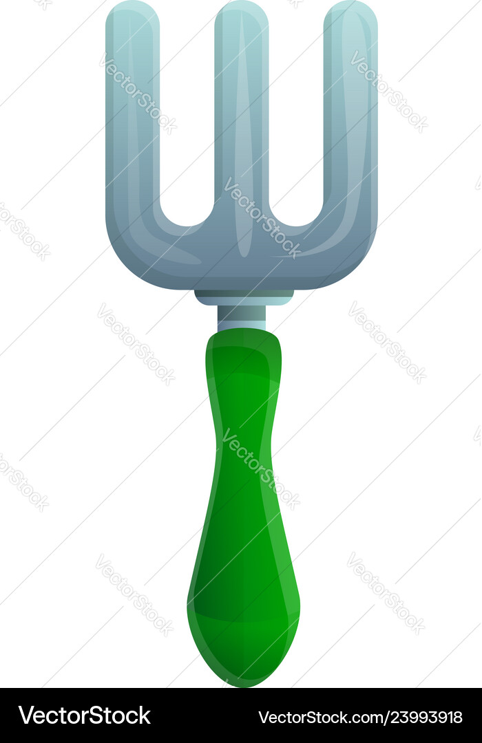 Garden hand rake icon cartoon style Royalty Free Vector