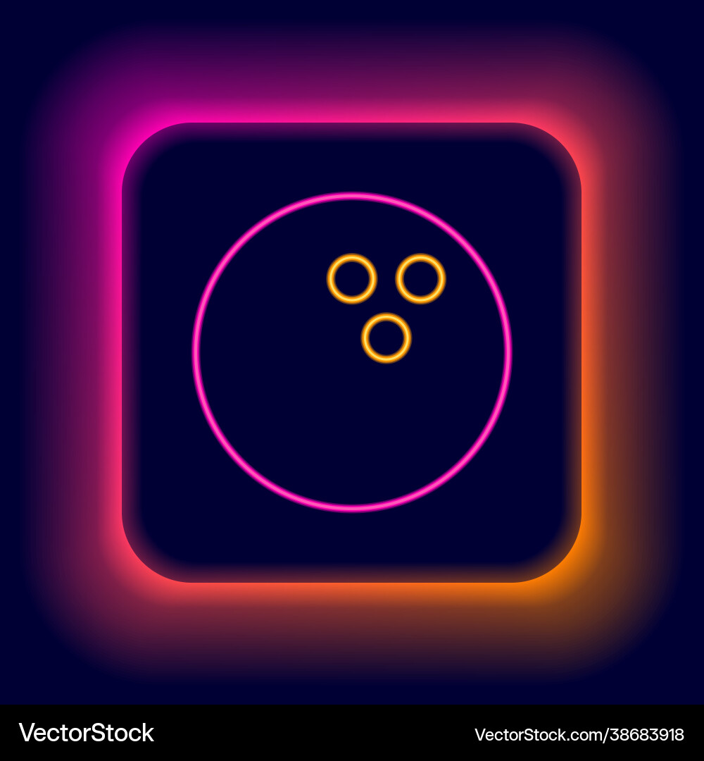Glowing neon line bowling ball icon isolated Vector Image