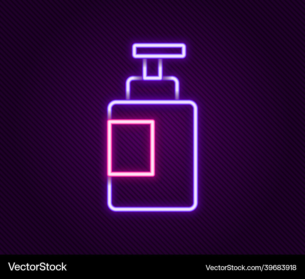 Glowing neon line hand sanitizer bottle icon Vector Image