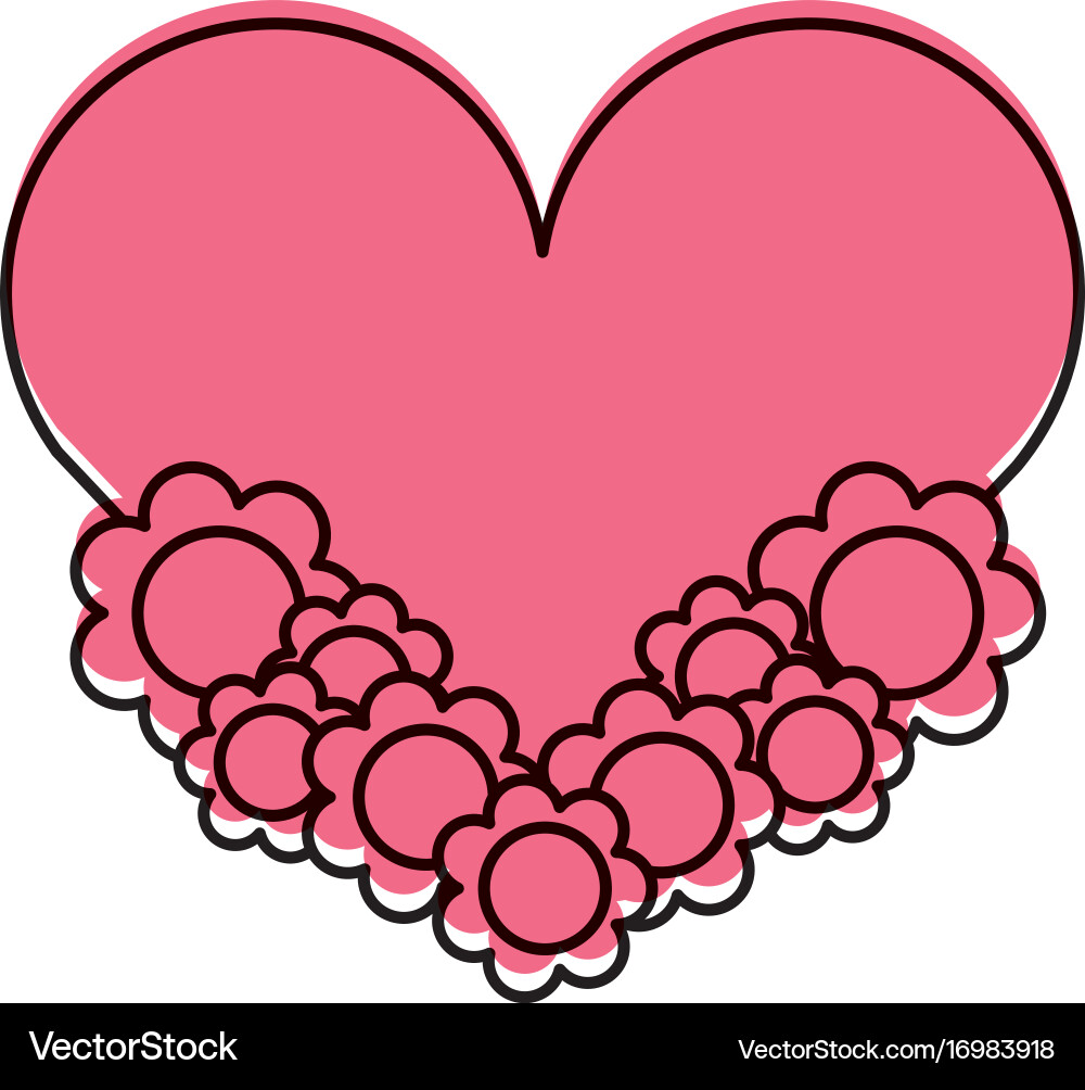 Heart love with flowers Royalty Free Vector Image