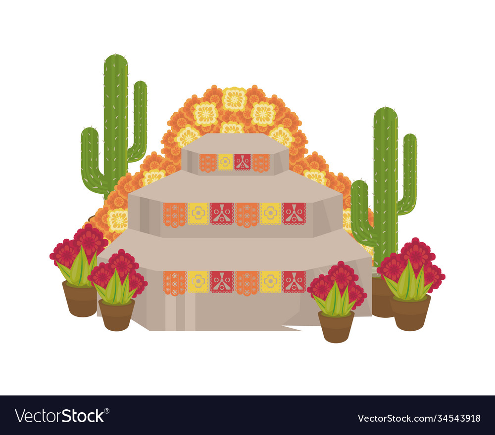 Mexican altar dia de los muertos Royalty Free Vector Image