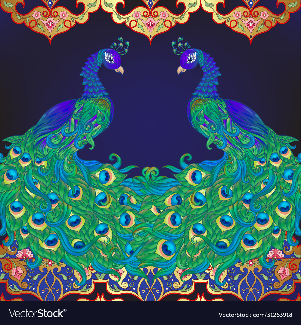 Peacock bird seamless pattern background Vector Image