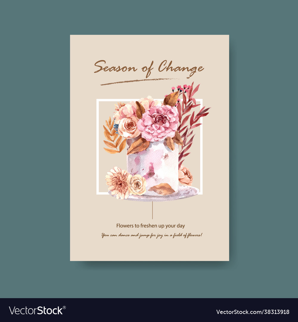 Poster template with autumn flower concept design Vector Image