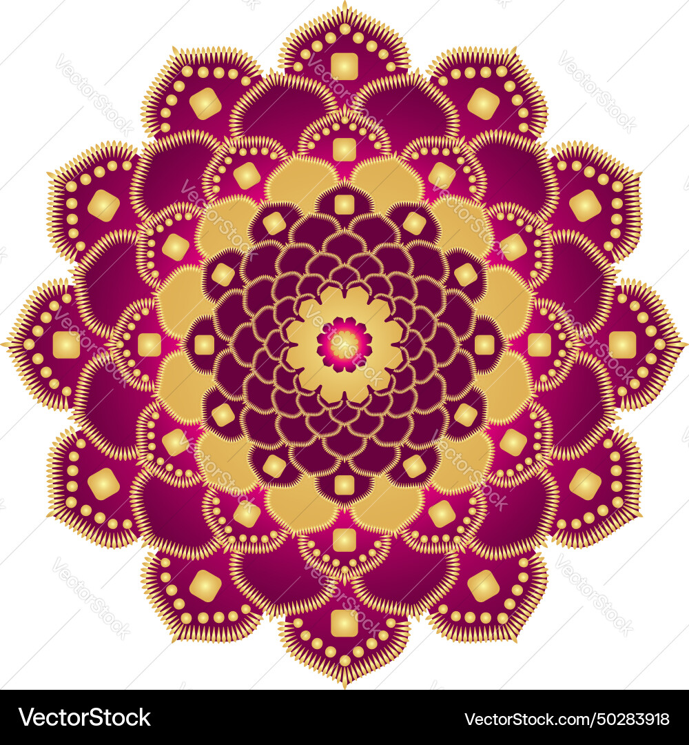 Purple and golden gradient mandala isolated Vector Image