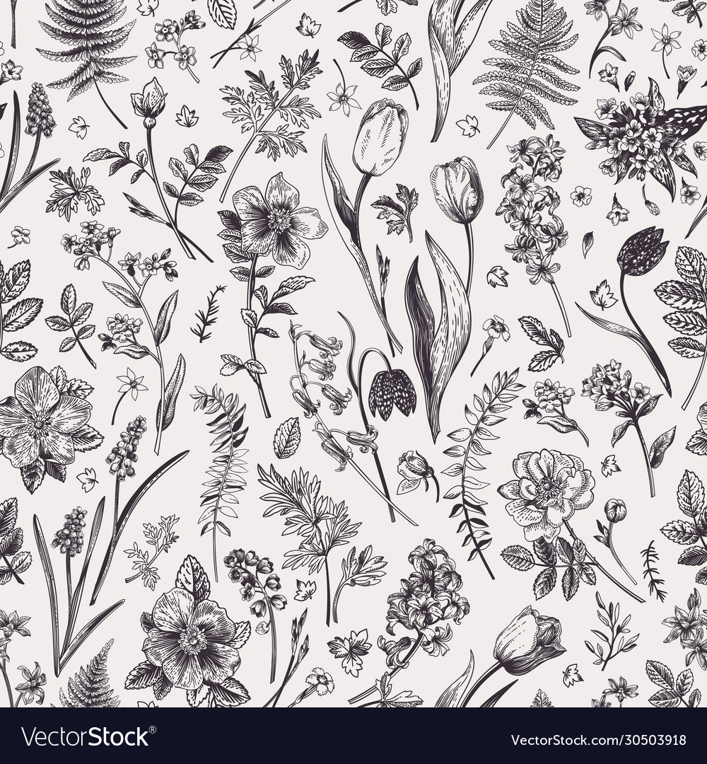 Seamless pattern with summer flowers Royalty Free Vector