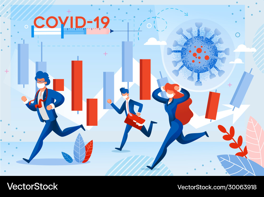 Stock market failure under coronavirus attack Vector Image