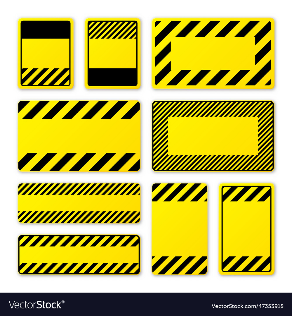 Various blank yellow warning signs with diagonal Vector Image