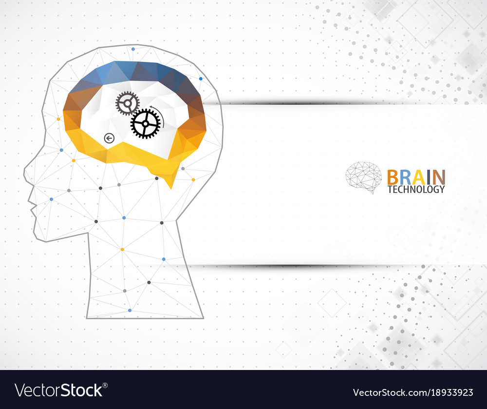 Creative brain concept background with triangular Vector Image