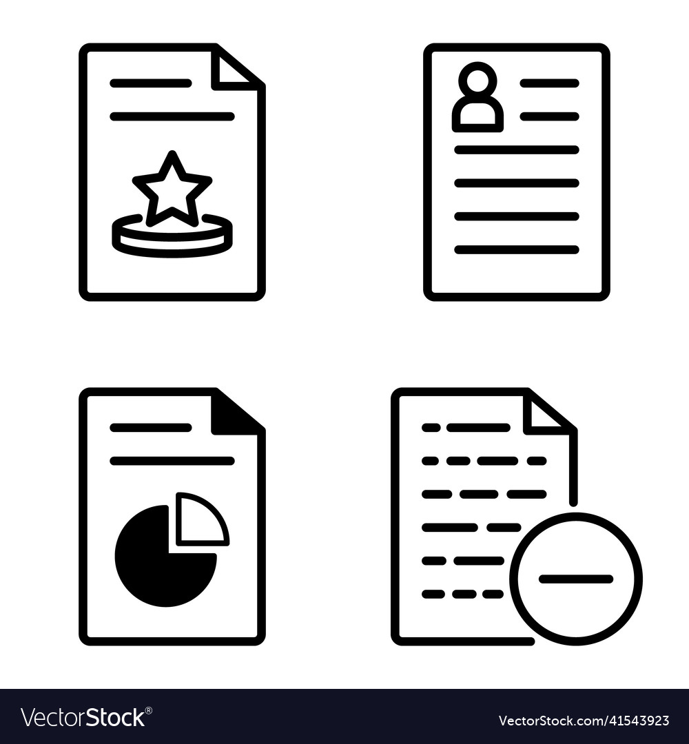 Docs1-2 flat icon set isolated on white background