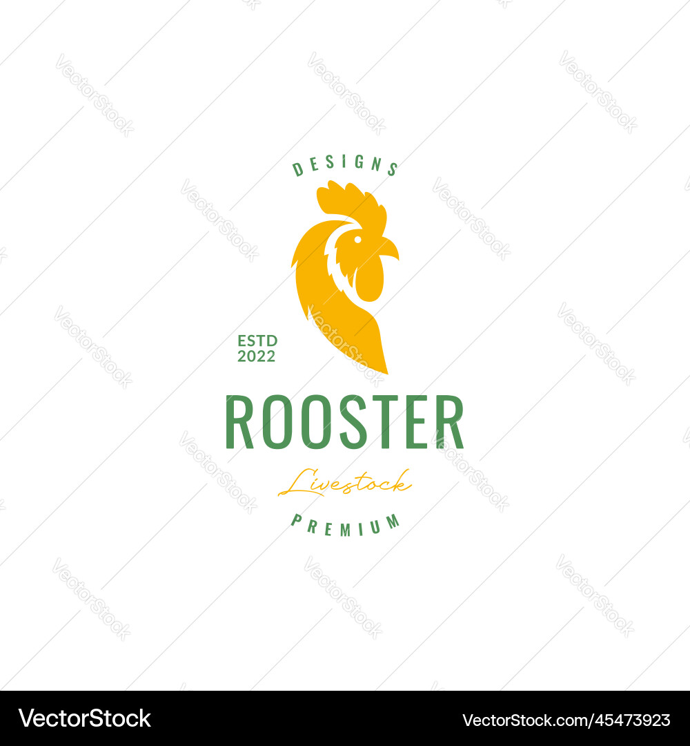 Head rooster chicken cook poultry colored hipster Vector Image