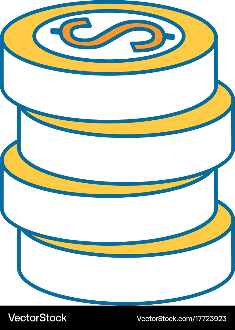 Pile coins money isolated icon Royalty Free Vector Image