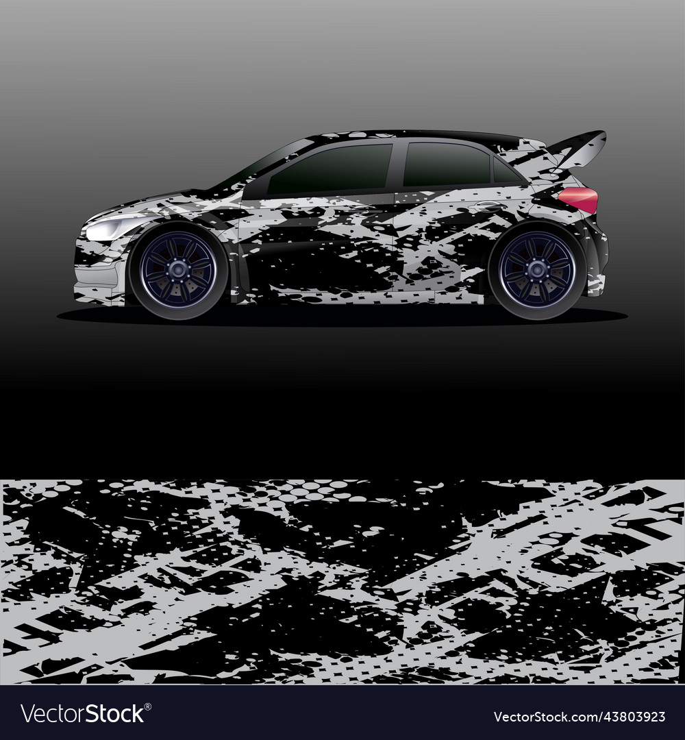 Rally car decal graphic wrap Royalty Free Vector Image